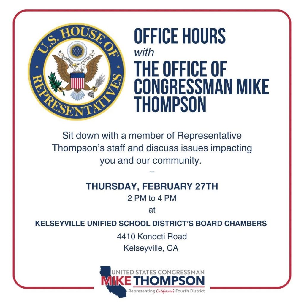 Mike Thompson Office Hours – Lake County Democratic Party