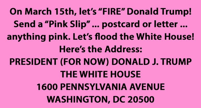 Send a “Pink Slip” to Donald Trump – Lake County Democratic Party