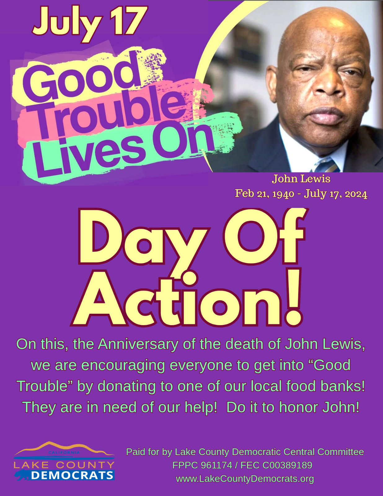 Jul 17 Day of Action — Good Trouble Lives On – Lake County Democratic Party